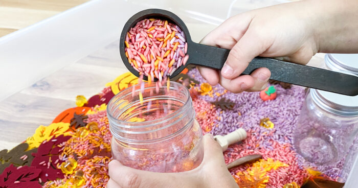 Colorful Fall Sensory Table for Preschoolers - Stay At Home Educator