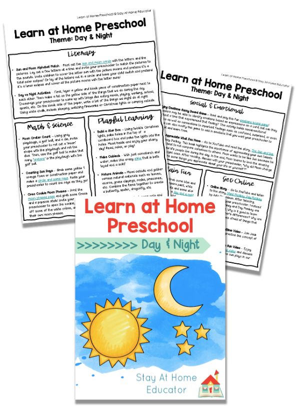 Free Day Night Preschool Lesson Plans Stay At Home Educator Free Day Night Preschool Lesson Plans Stay At Home Educator