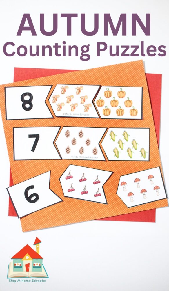 Fall Counting Activity - 3 Part Puzzles - Stay At Home Educator