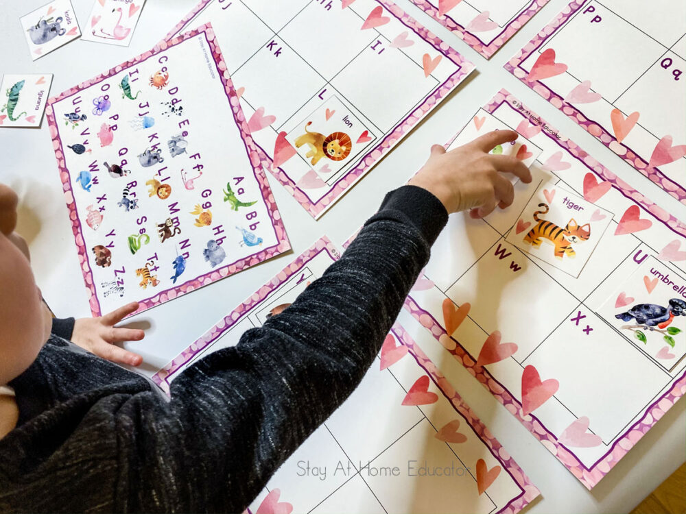 Valentine's Day Sensory Bin with Letter Matching Activity - Stay At ...