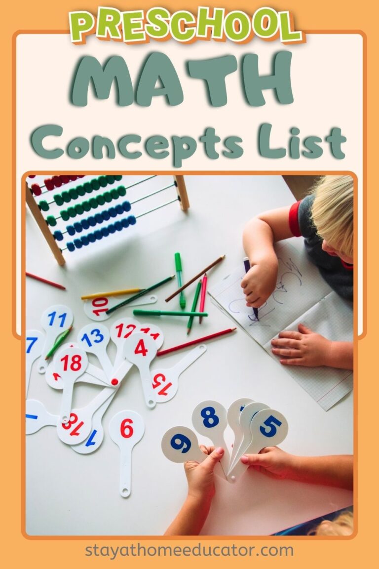 Preschool Math Concepts List for Early Learning - Stay At Home Educator