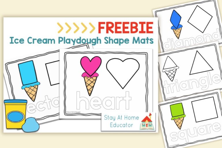 Ice Cream Theme Playdough Shape Mats for Summer Fun - Stay At Home Educator